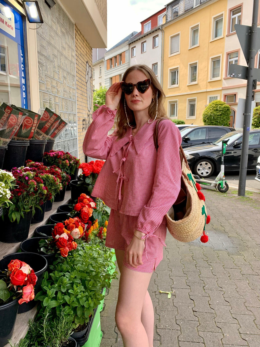 Gingham Palace Blusa Sixtine - Micro cuadro vichy rojo